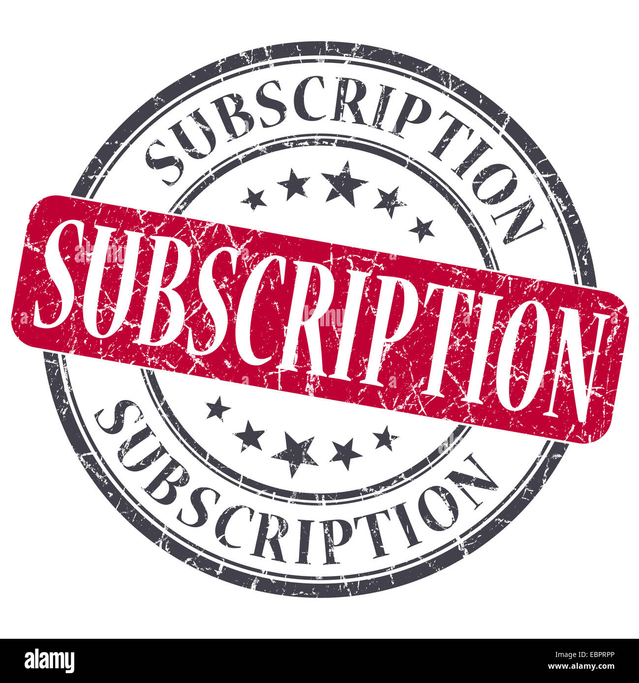 Subscription red grunge round stamp on white background Stock Photo - Alamy