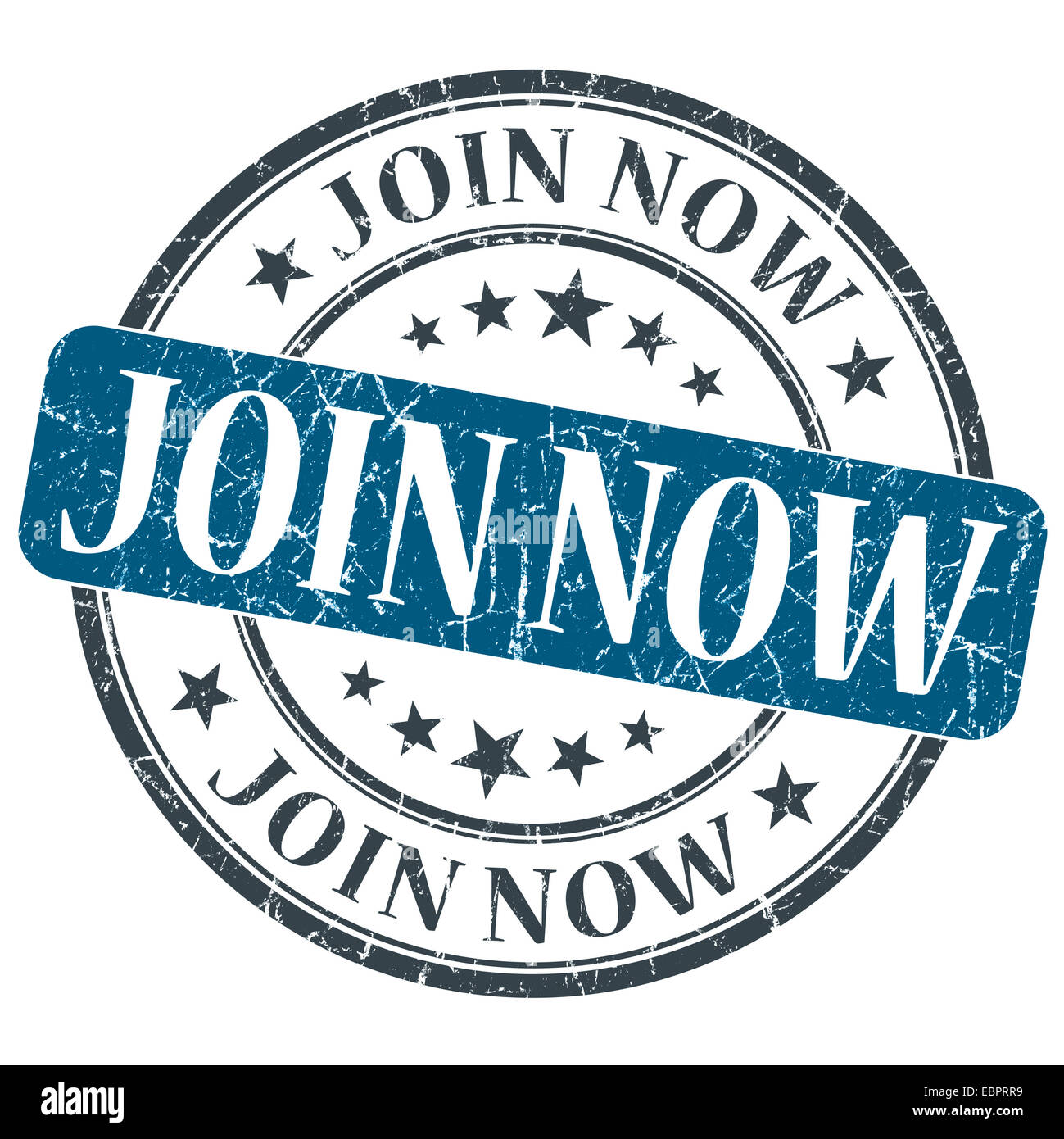 Join Now blue grunge round stamp on white background Stock Photo - Alamy