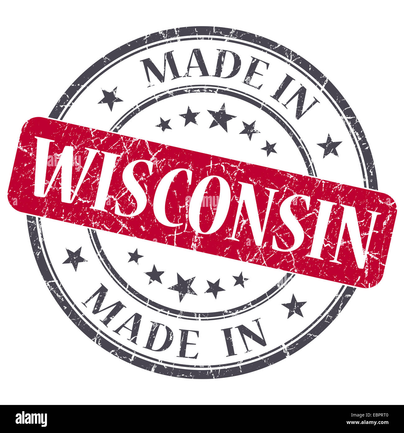 made in Wisconsin red round grunge isolated stamp Stock Photo - Alamy