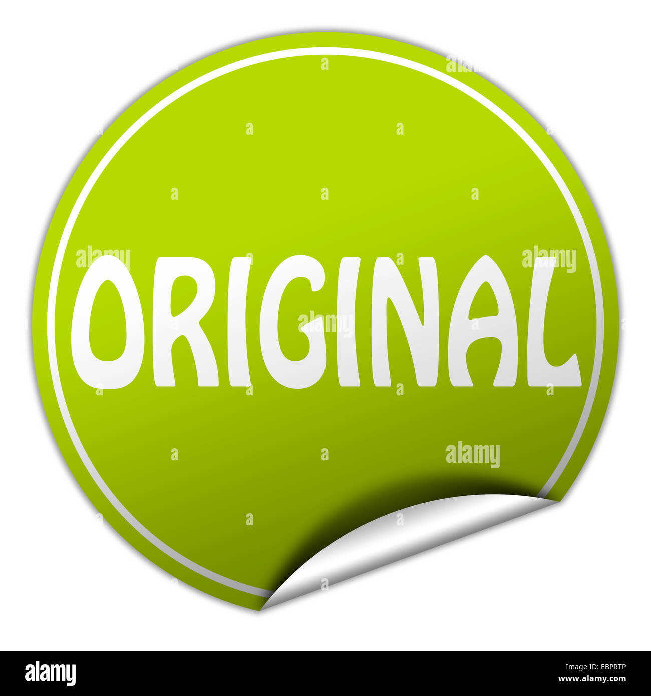 original round green sticker on white background Stock Photo - Alamy