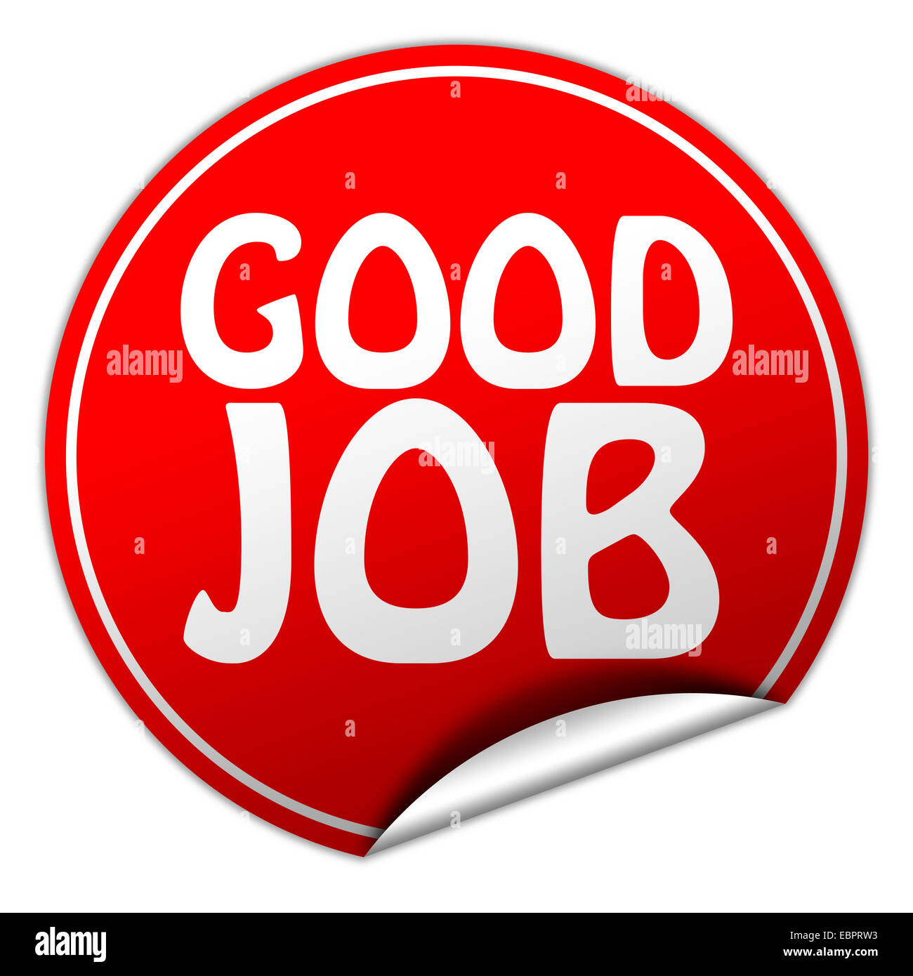 Good job round red sticker on white background Stock Photo - Alamy