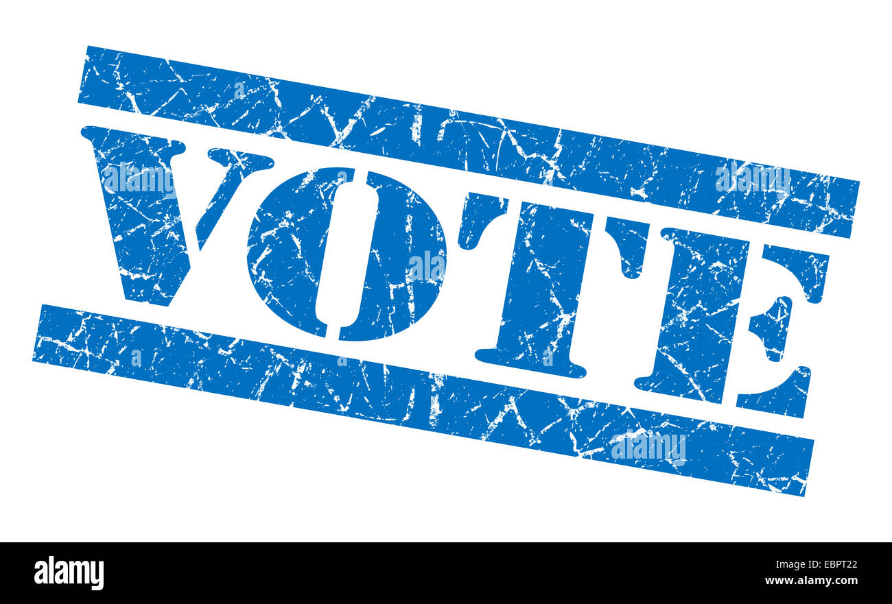 Vote blue grunge stamp Stock Photo - Alamy