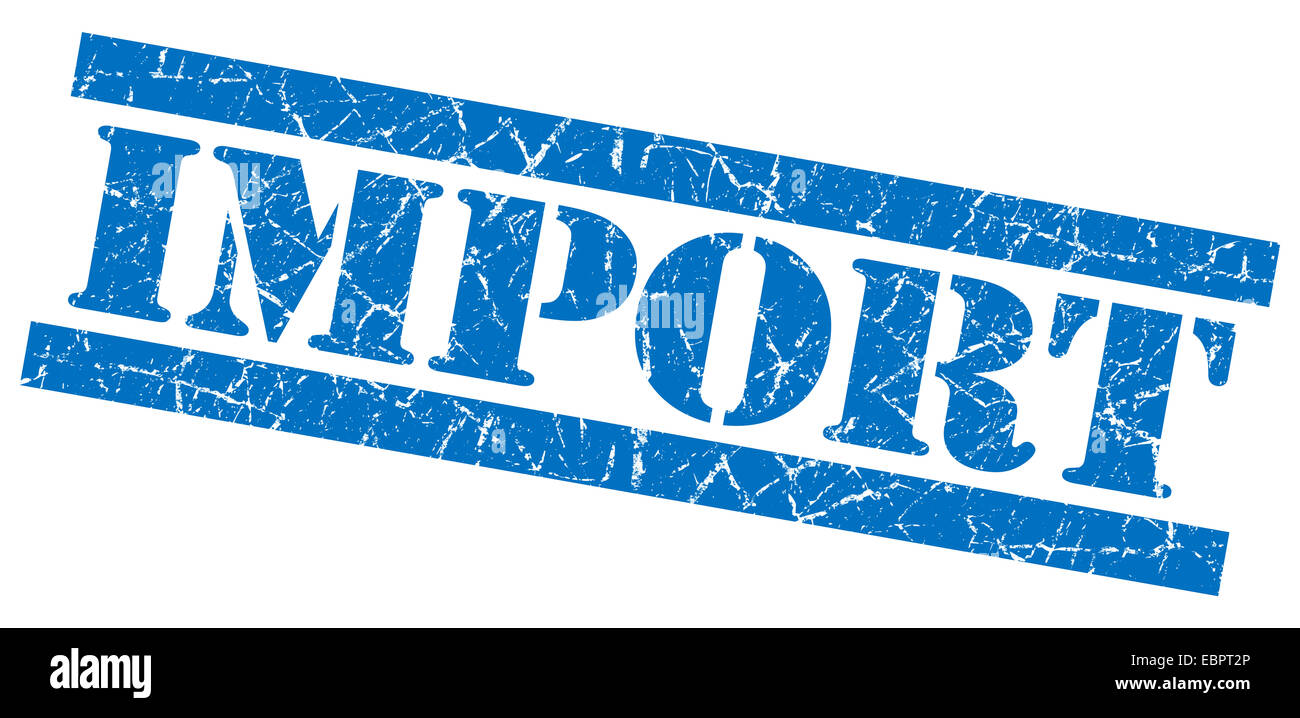 Import grunge blue stamp Stock Photo - Alamy