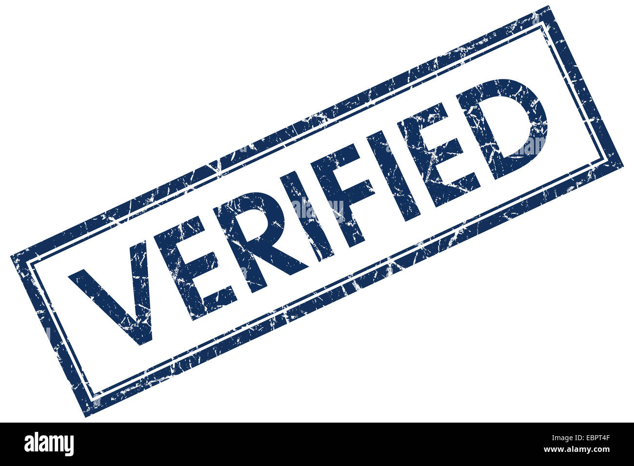verified blue square stamp Stock Photo - Alamy