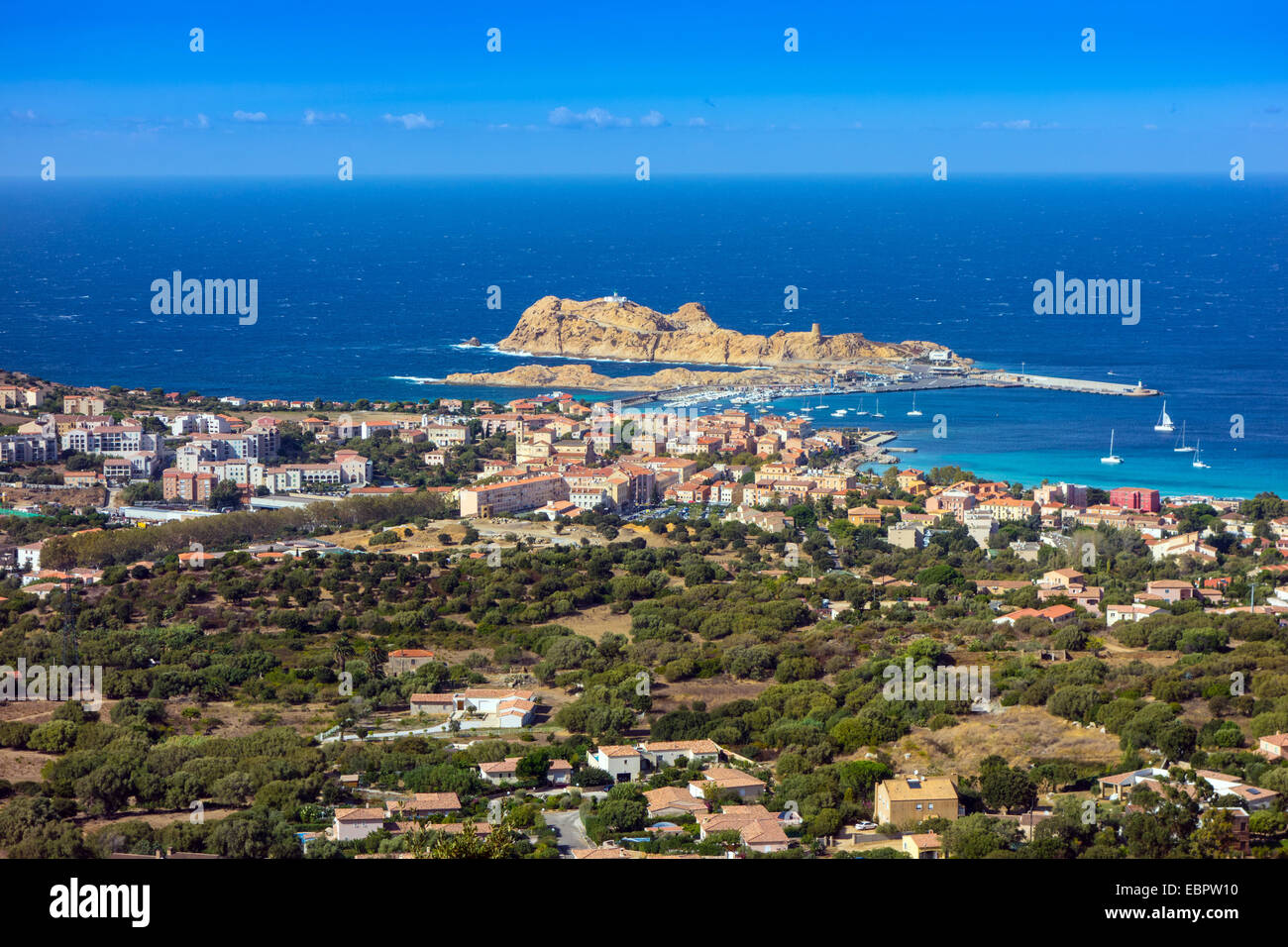 Rocky promontory and harbour harbor l ile rousse hi-res stock ...