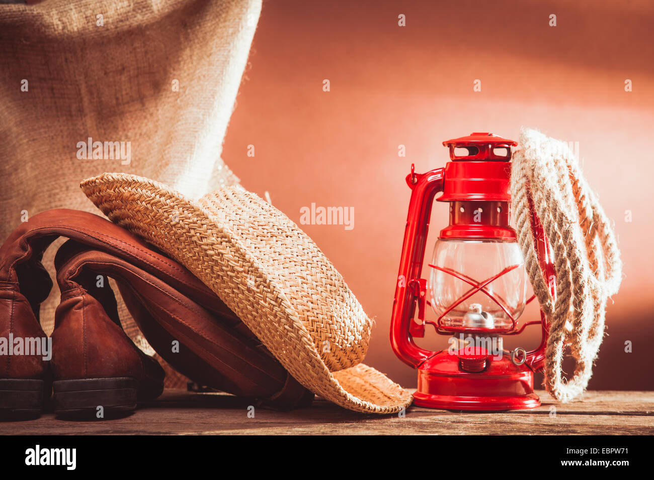 Vintage cowboy tools Stock Photo - Alamy