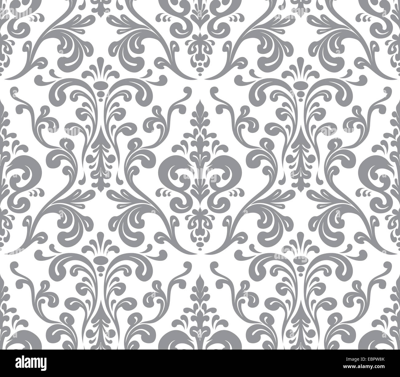 Vector. Seamless elegant damask pattern. Grey and white Stock Photo - Alamy