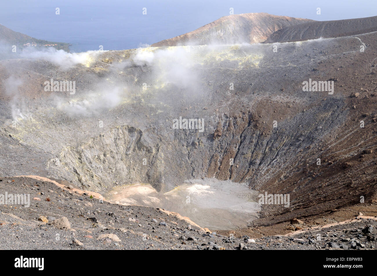 Volcanic crater on Vulcano island Aeolian islands Sicily Italy Stock ...