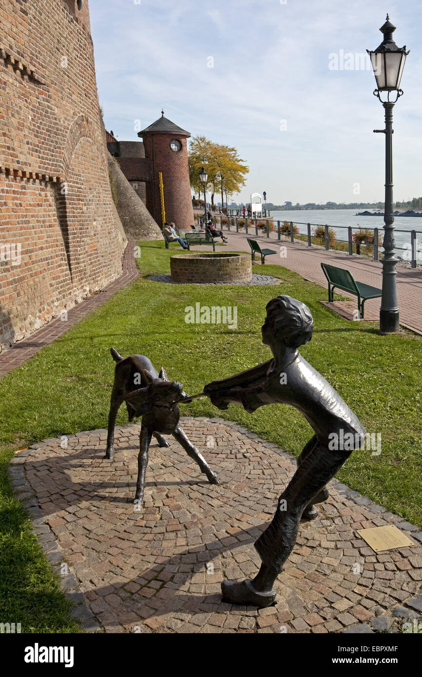 bronze sculpture on Rhine riverside, Germany, North Rhine-Westphalia ...