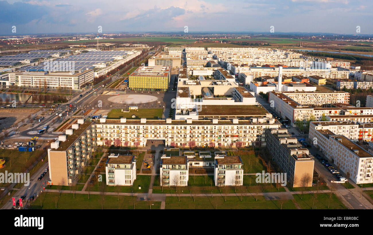 aerial view to Messe Munich, Munich Riem, Germany, Bavaria, Muenchen ...