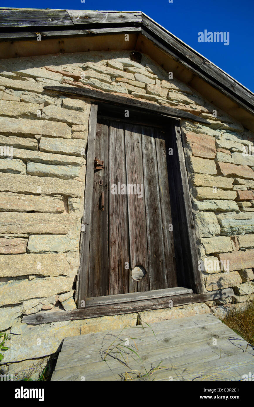traditional fishing house with wooden door on Oeland in Sweden, Sweden ...