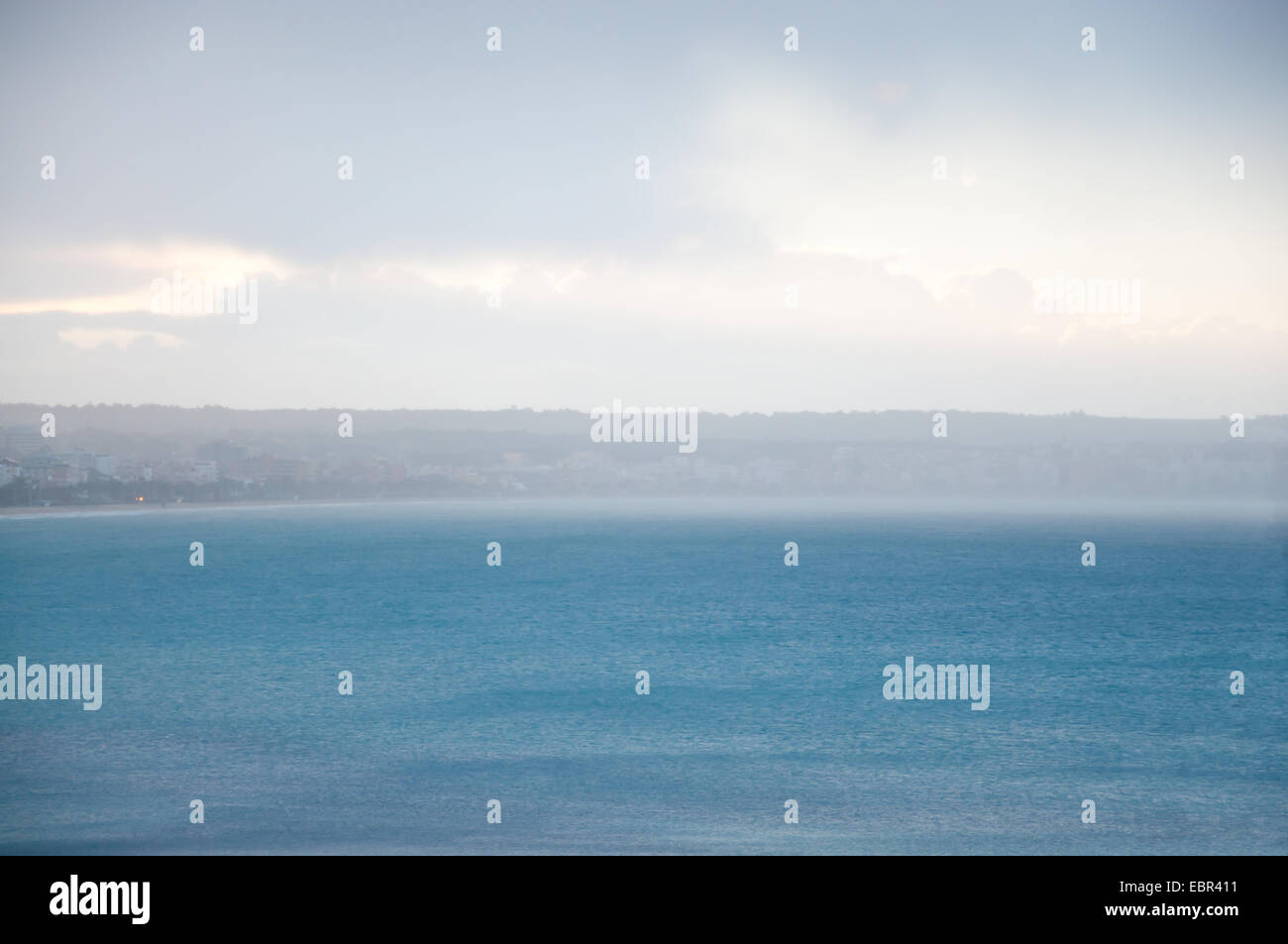 Rain on the bay, Playa de Palma, Mallorca, Balearic islands, Spain ...