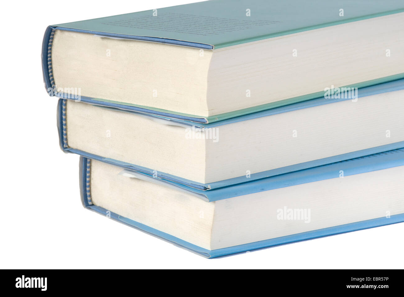blue textbooks on a white background Stock Photo - Alamy