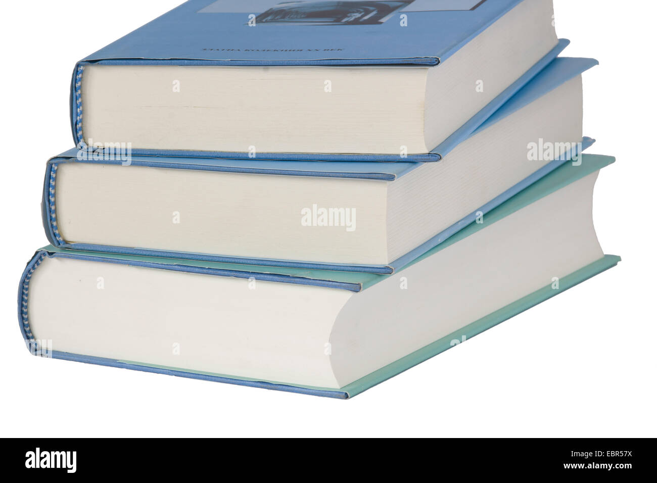 blue textbooks on a white background Stock Photo - Alamy