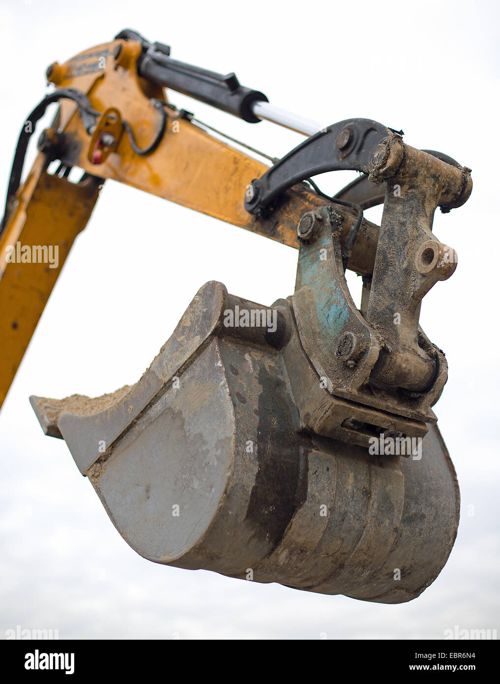 yellow bucket of a bulldozer during the roadworks Stock Photo - Alamy