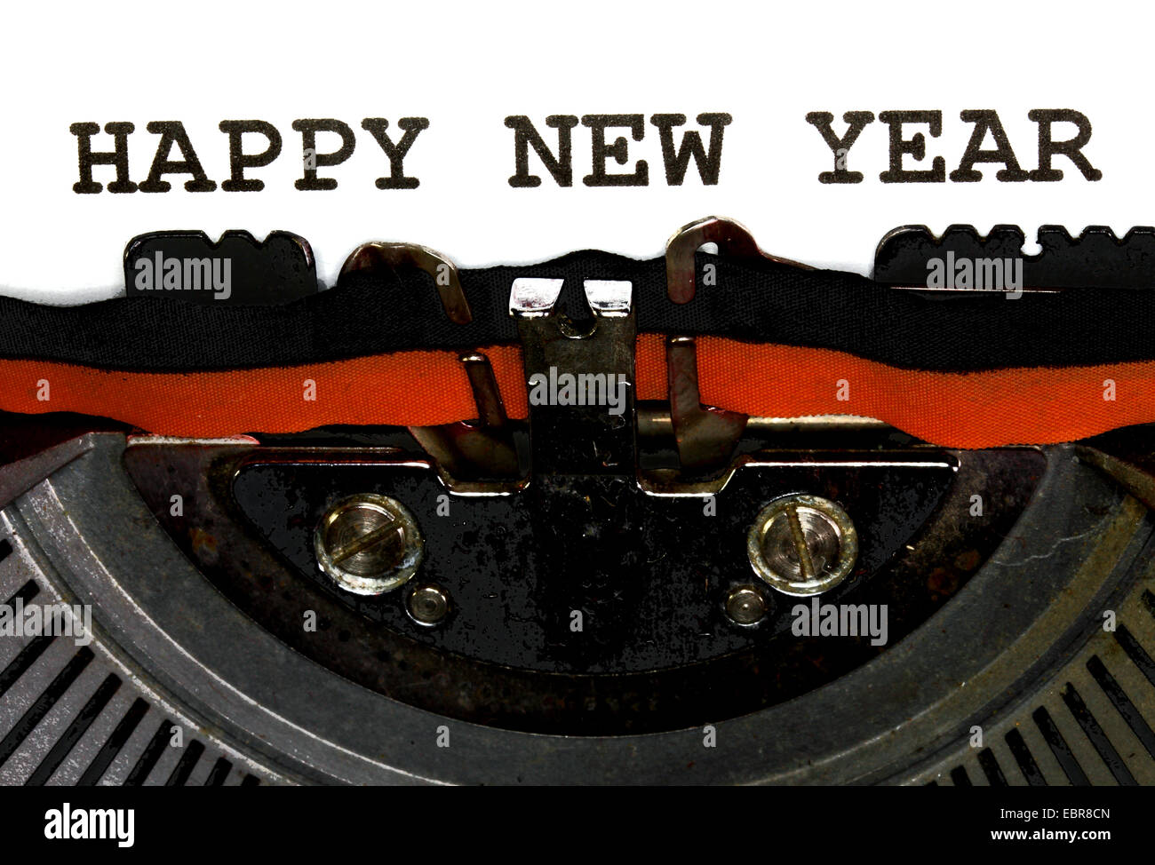Typewriter Types HAPPY NEW YEAR Closeup black ink Stock Photo - Alamy