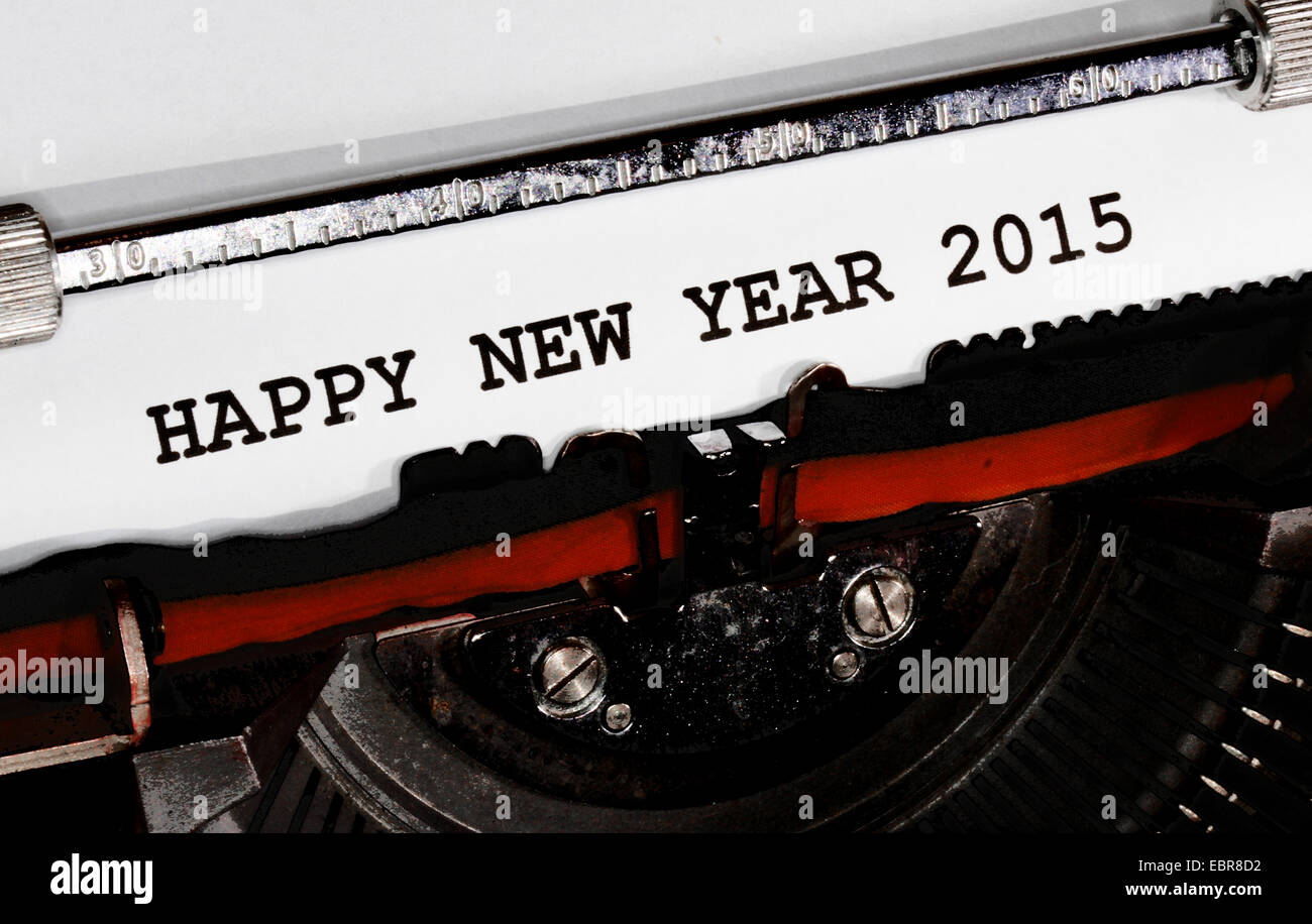 Happy New Year Text Typewriter Stock Photos & Happy New Year Text ...