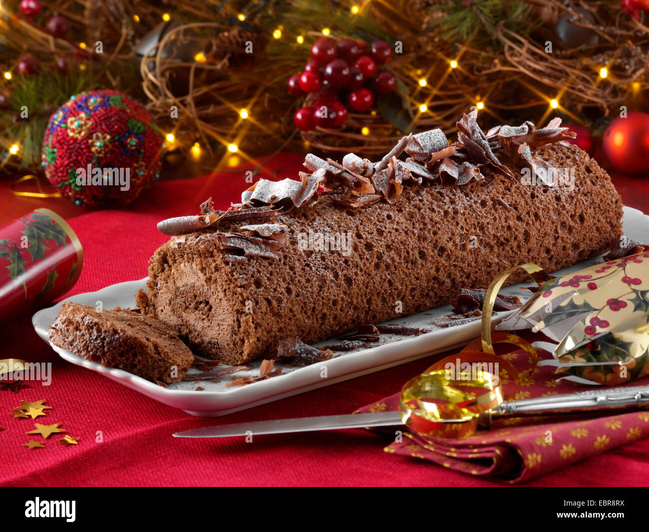 Christmas chocolate roulade hi-res stock photography and images - Alamy