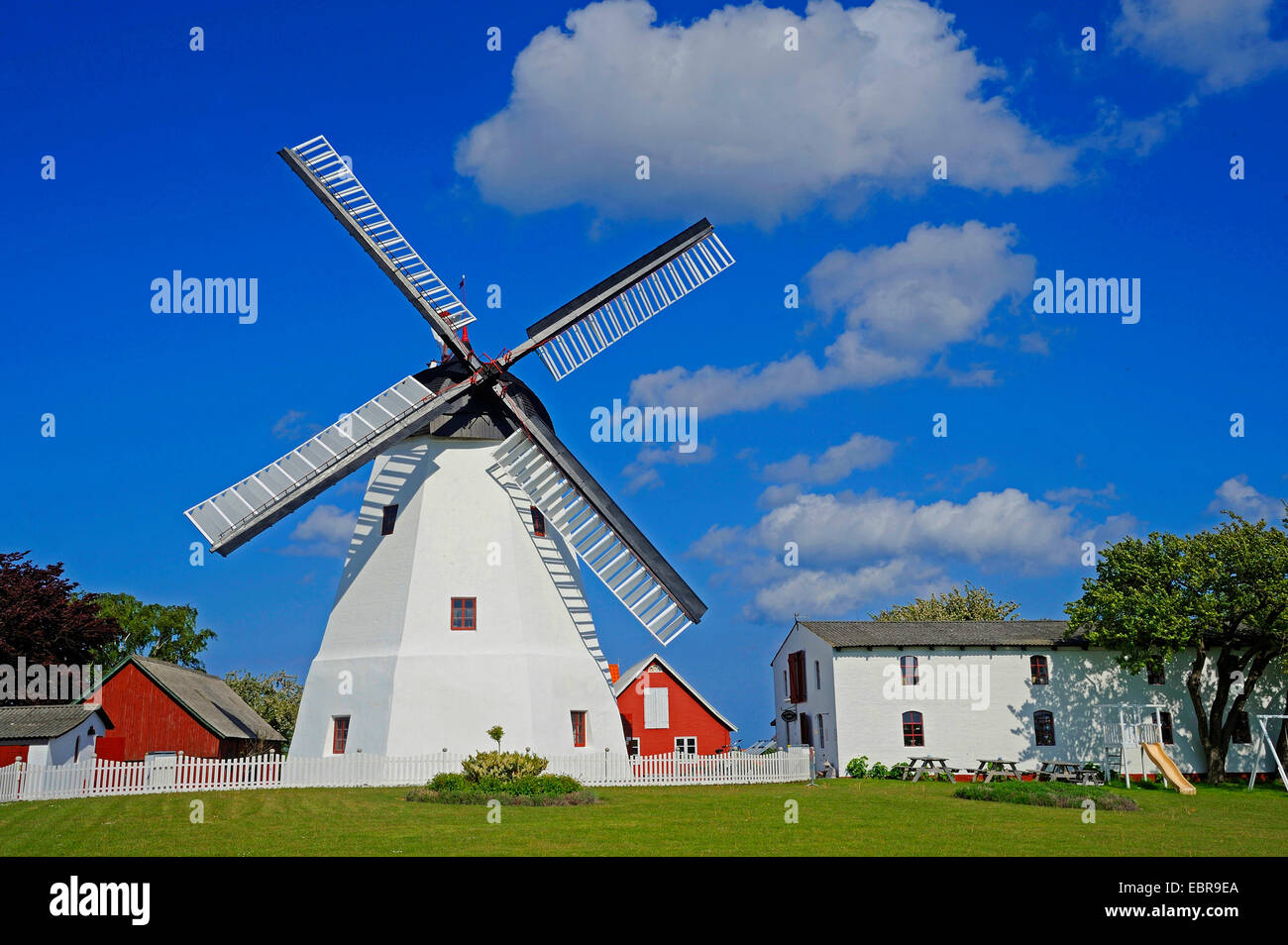 the only windmill on the island that is still going, Denmark, Bornholm ...
