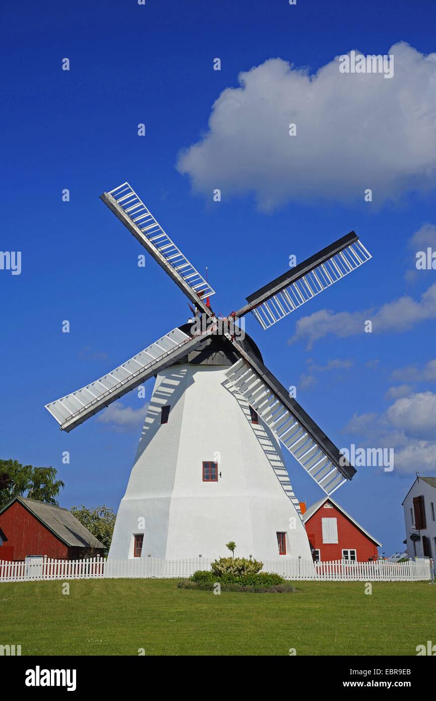 the only windmill on the island that is still going, Denmark, Bornholm ...