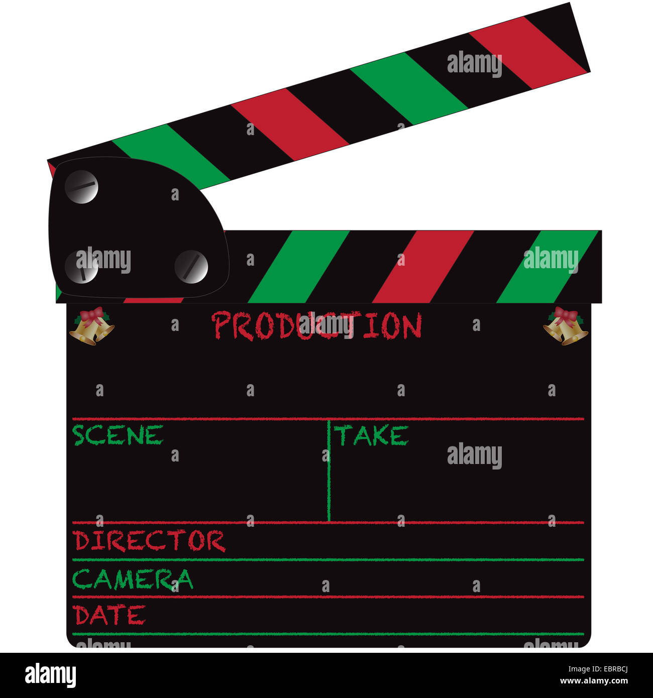 A director's blank Christmas clapper board isolated on a white ...