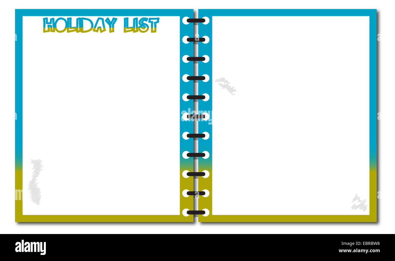 A holiday List Notepad template or background isolated on a white ...