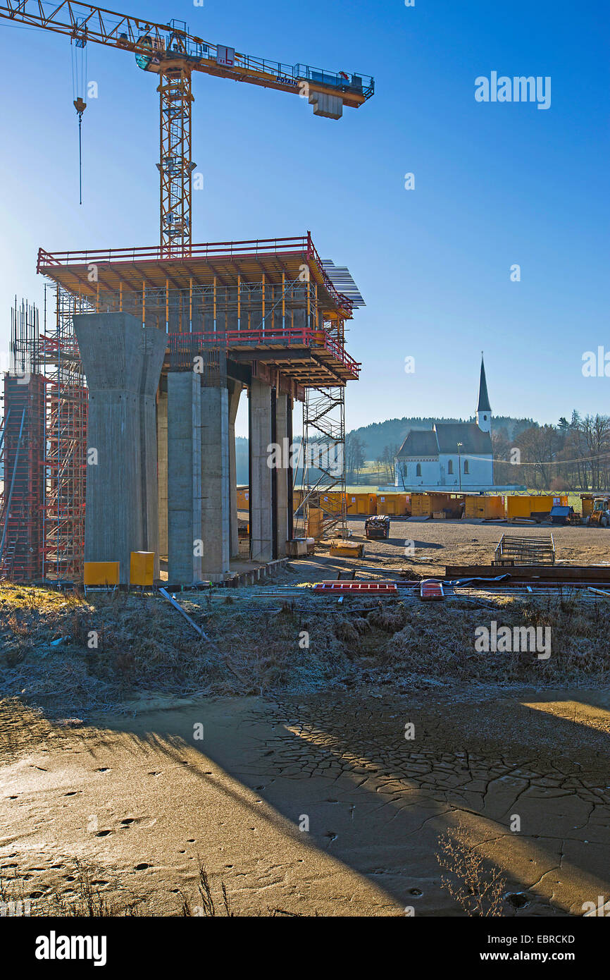 motorway bridge construction site and chapel, Germany, Bavaria Stock ...