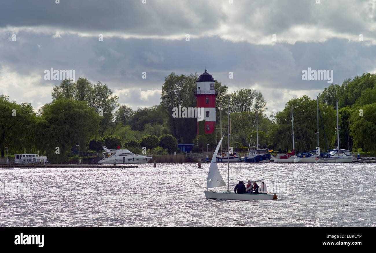 Brinkamahof lighthouse and marina, Germany, Bremen, Bremerhaven Stock ...