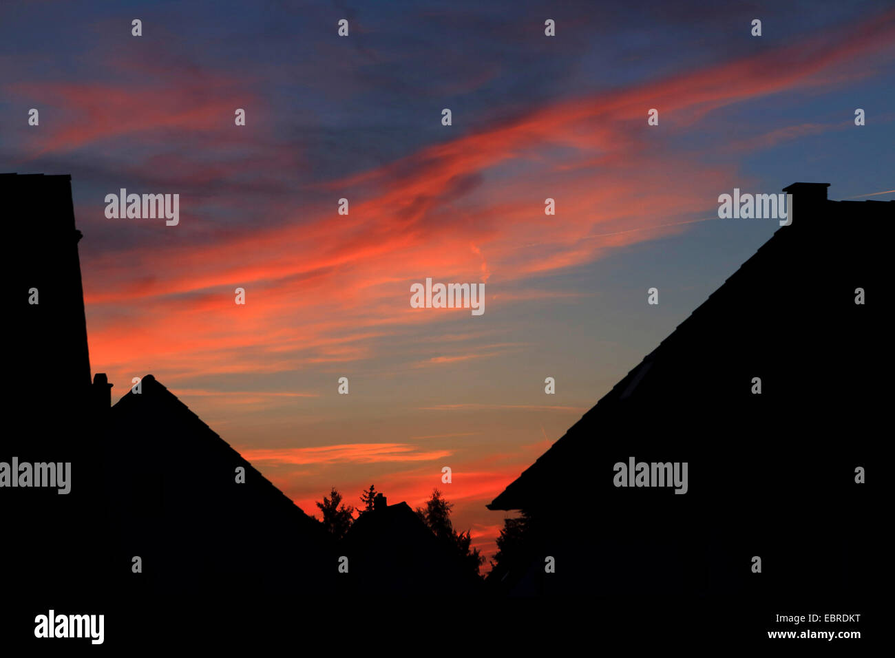 sunset over the town, Germany Stock Photo - Alamy