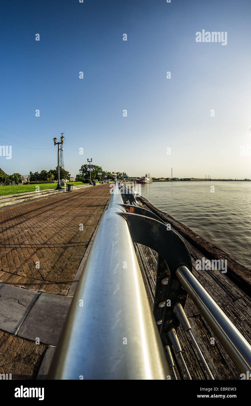 Guard Railing and Path along the Mississippi River in New Orleans LA ...