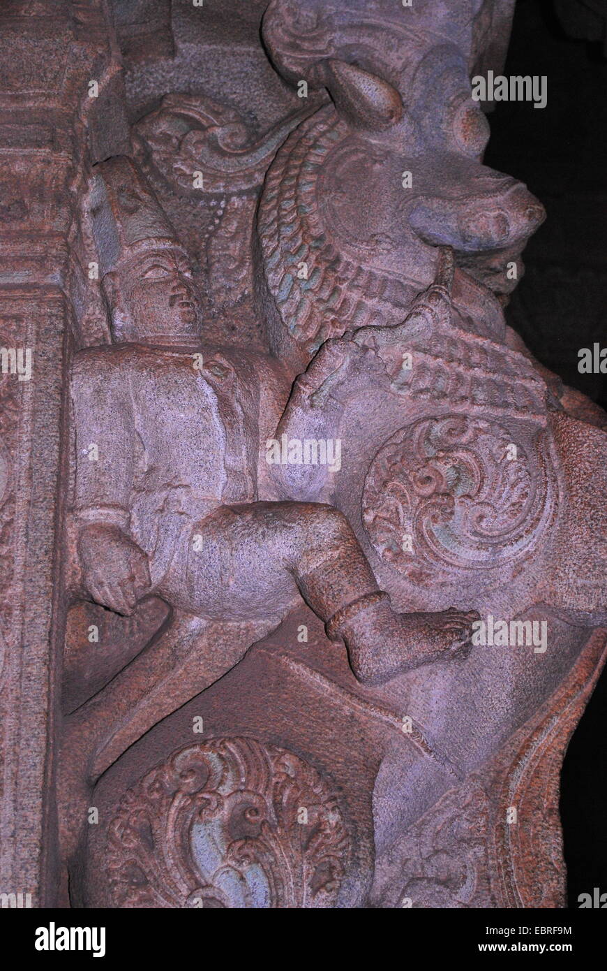 engraved pillar, monstrous horse Stock Photo - Alamy