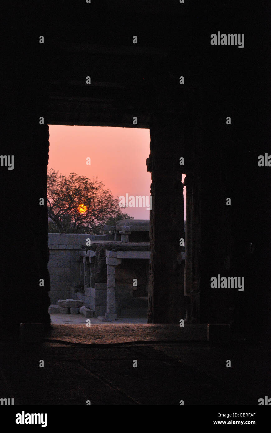 Sunset from within an ancient Hindu temple Stock Photo - Alamy