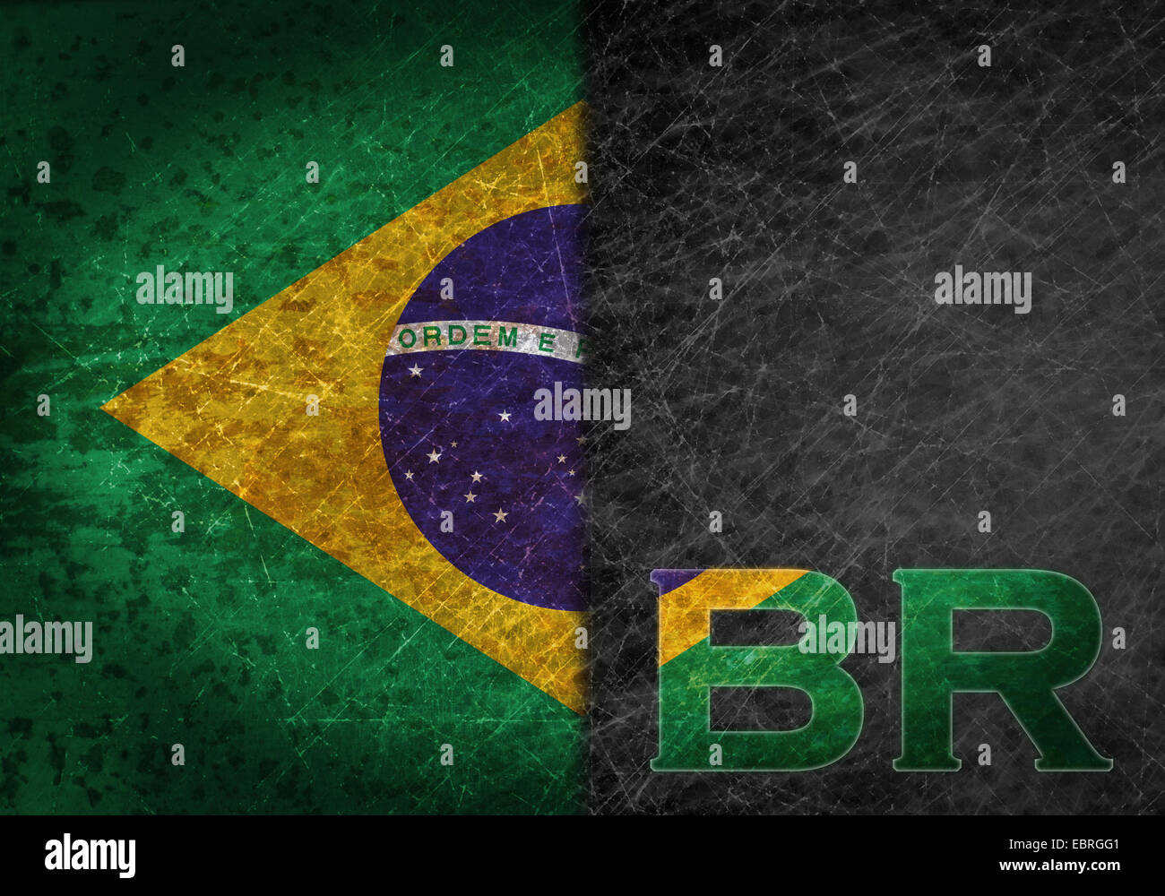 Old rusty metal sign with a flag and country abbreviation - Brazil ...