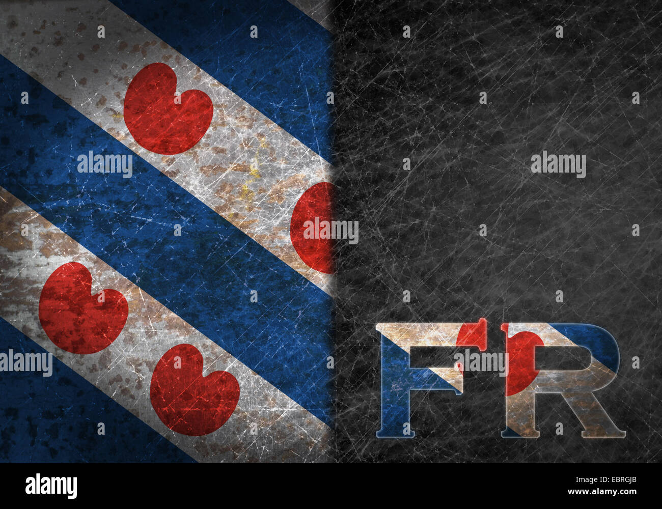 Old rusty metal sign with a flag and country abbreviation - Friesland ...