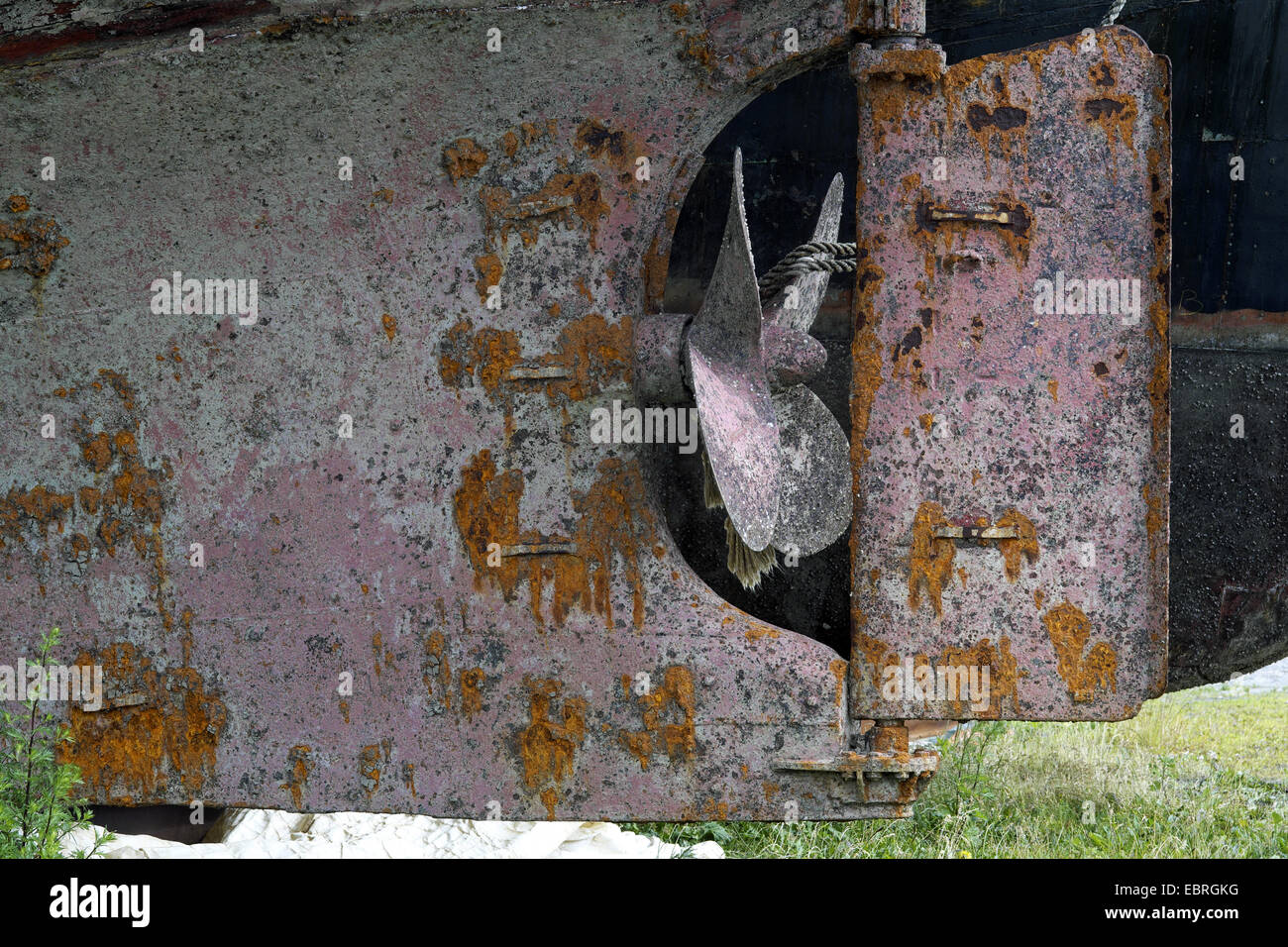 propeller and rudder of a fishing trawler Stock Photo - Alamy