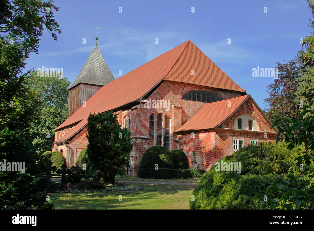 seamens church with wooden steeple, Germany, Mecklenburg-Western ...