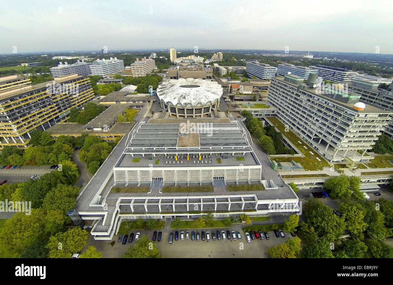 aerial view to Ruhr-Universitaet Bochum with refectory, Audimax, human sciences, engineering ...