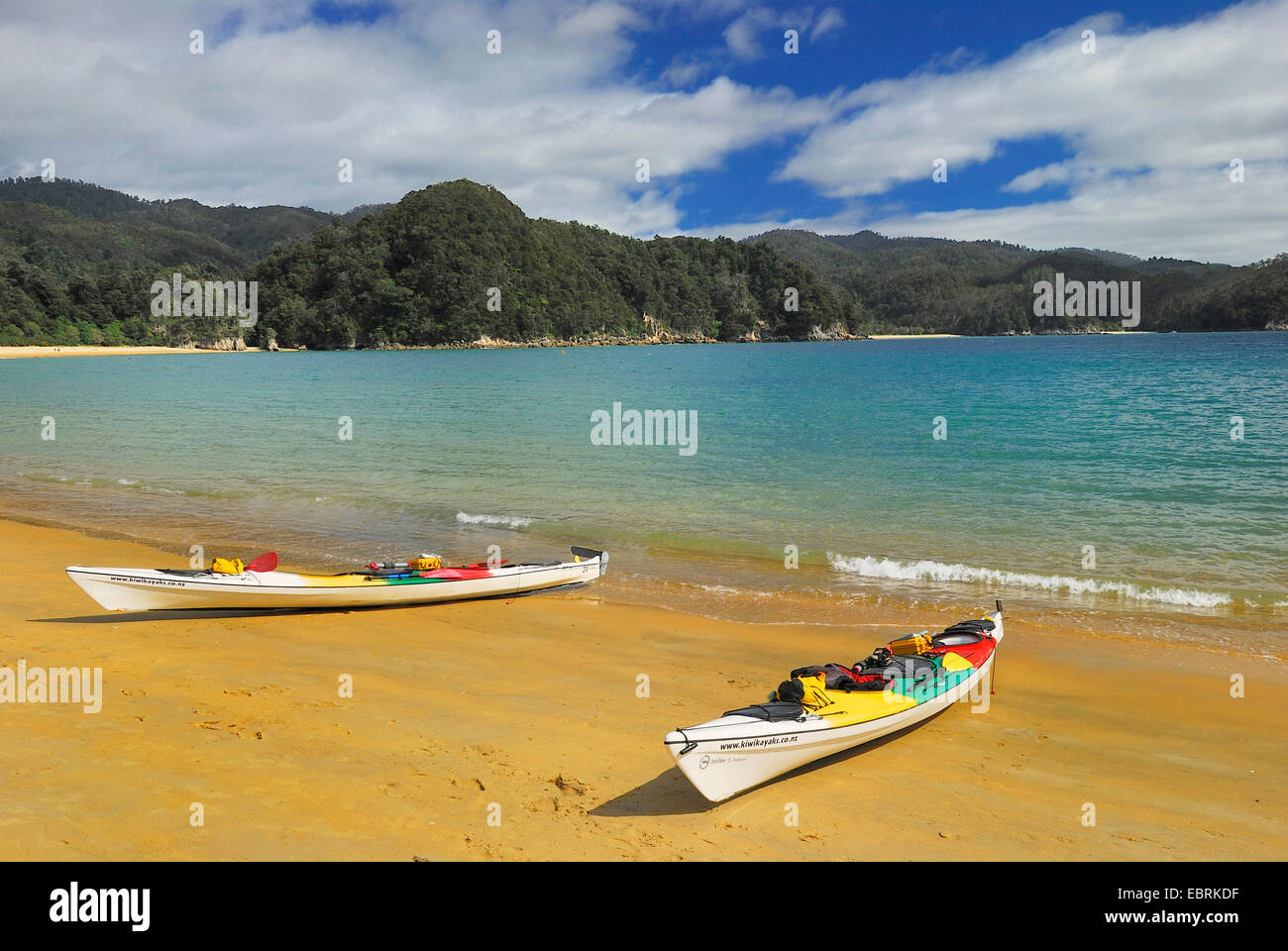Kayak on the sandy beach of anchorage bay hi-res stock photography and ...