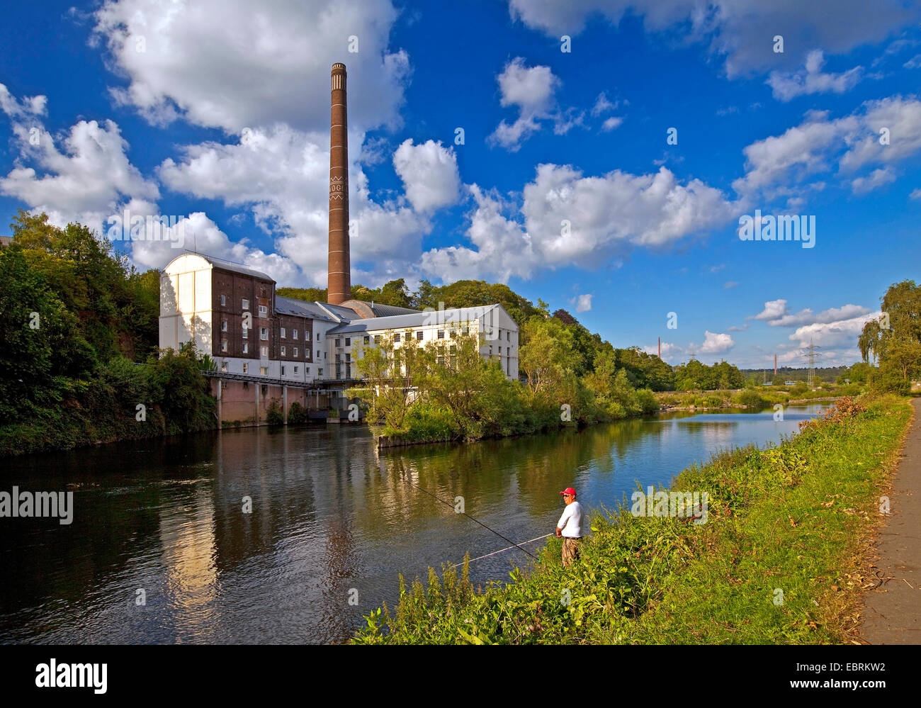 Horster Muehle hydroelectric power plant at Ruhr river, Germany, North ...