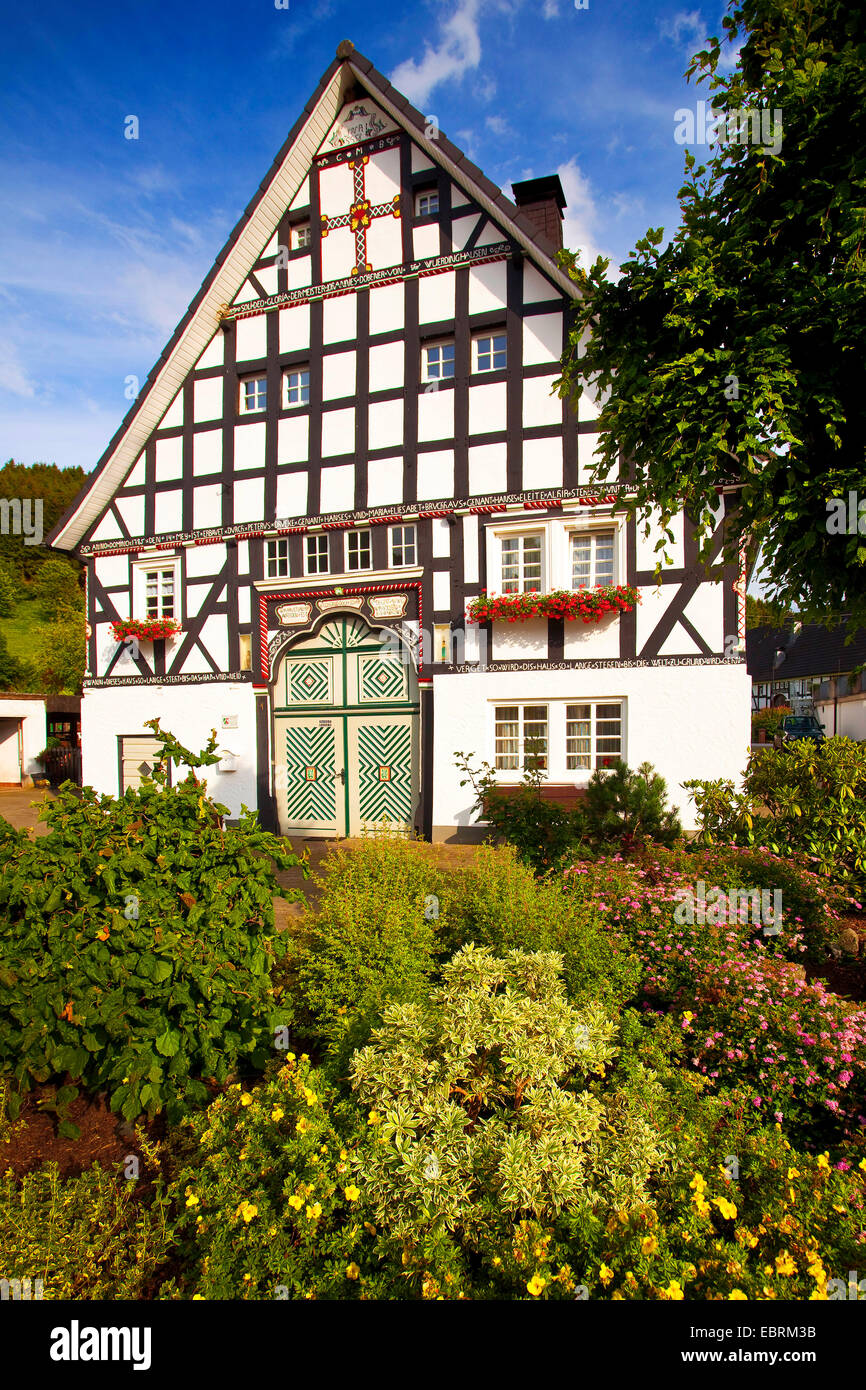 timbered house in Kirchveischede, Germany, North Rhine-Westphalia ...