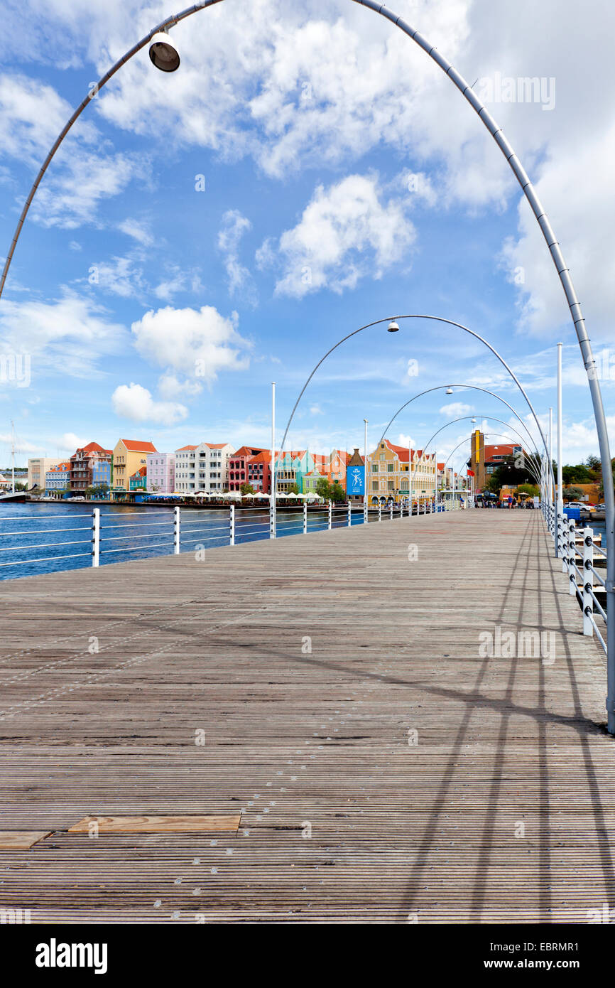 Colourful houses of Handelskade at Willemstad, seen through the arches ...