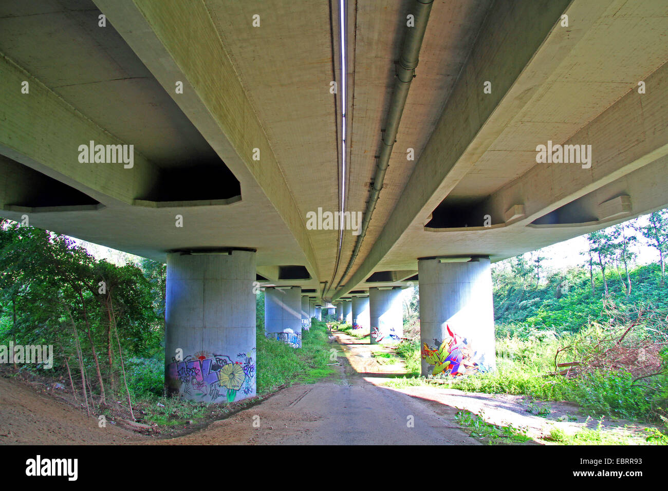 underside of prestressed concrete motorway bridge, Germany Stock Photo ...