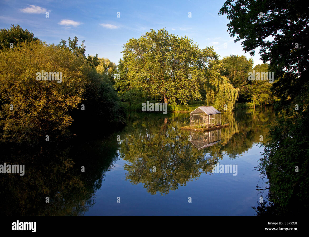 Lippe river with work of arts 'Arche', Germany, North Rhine-Westphalia ...