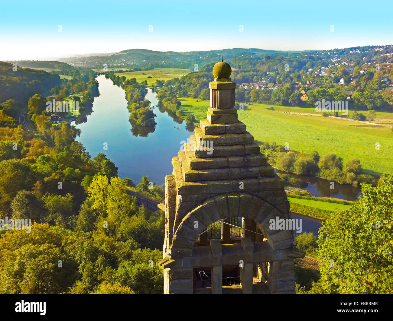 aerial view to Berger monument at the Hohenstein with view on the Ruhr ...