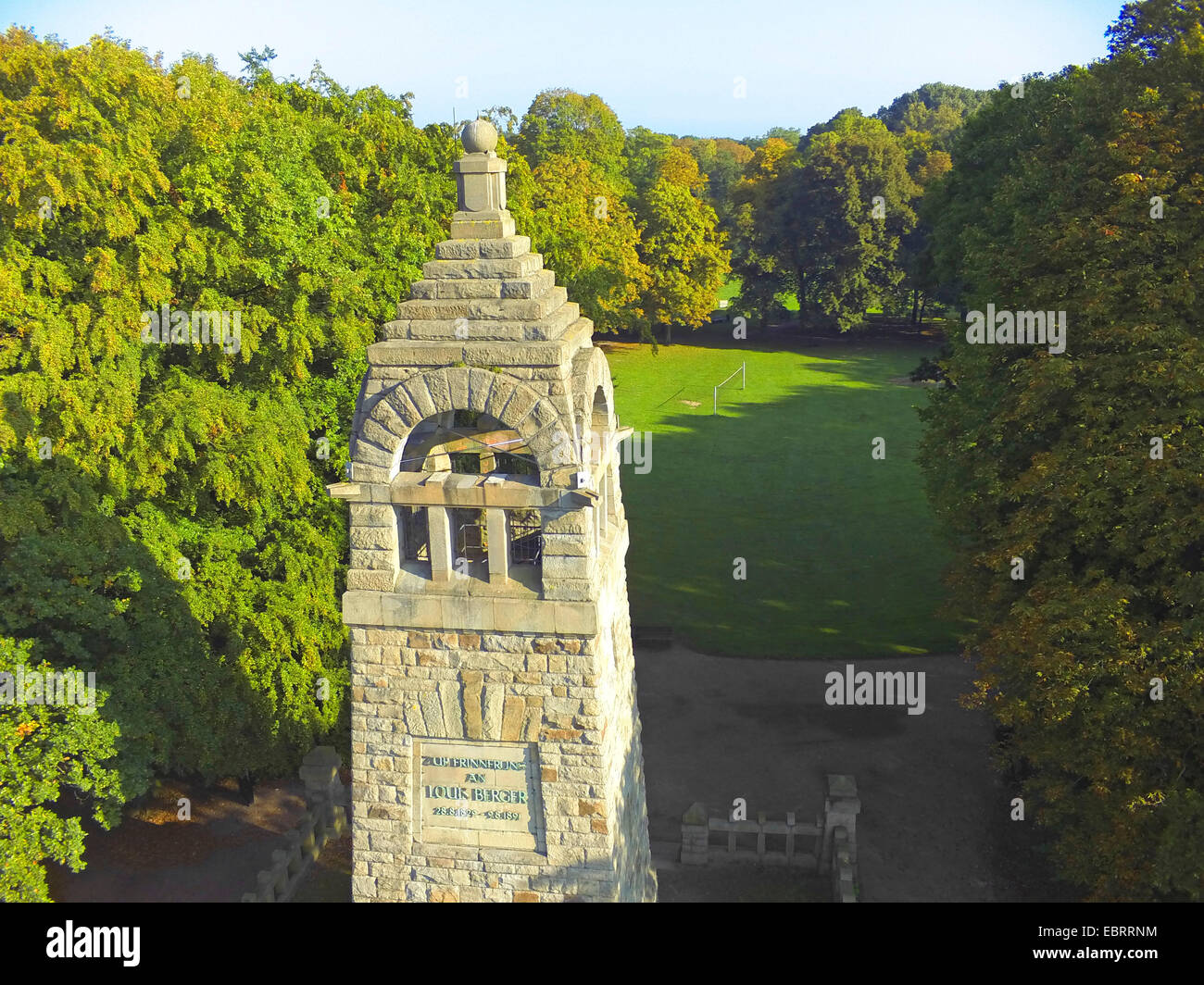 aerial view to Berger monument at the Hohenstein, Germany, North Rhine ...