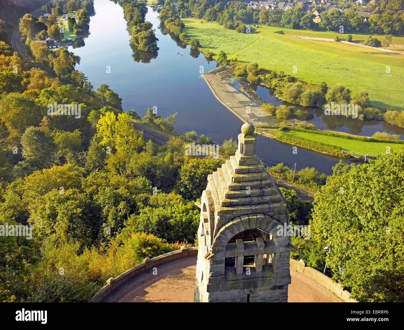 aerial view to Berger monument at the Hohenstein with view on the Ruhr ...