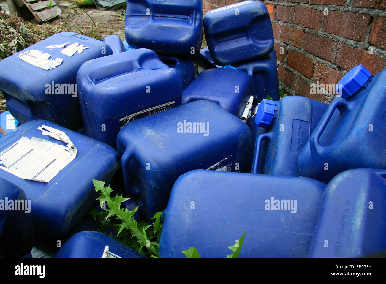 old plastic canisters, plastic waste, Germany Stock Photo - Alamy