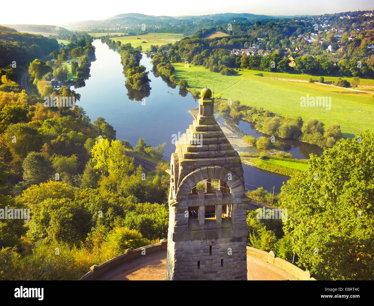 aerial view to Berger monument at the Hohenstein with view on the Ruhr ...