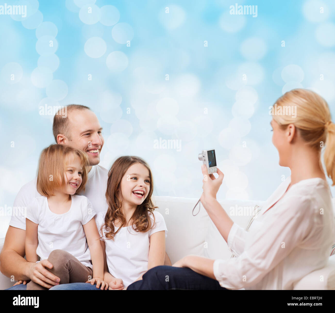 happy family with camera at home Stock Photo - Alamy