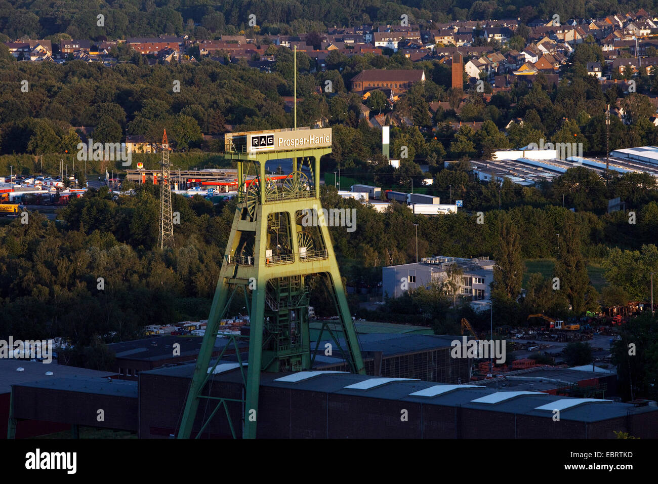 view from stockpile Haniel to pit head frame Prosper-Haniel, Germany ...